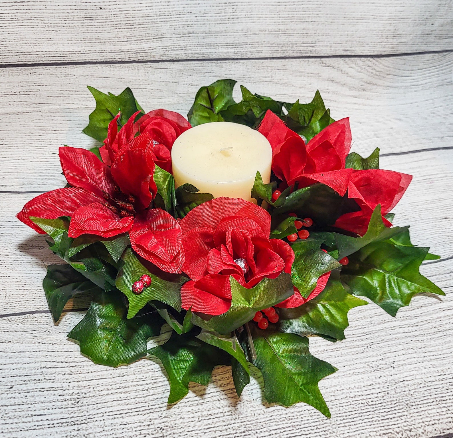 Holly Berries Candle Ring Christmas Candle Rings Home Decor - Etsy