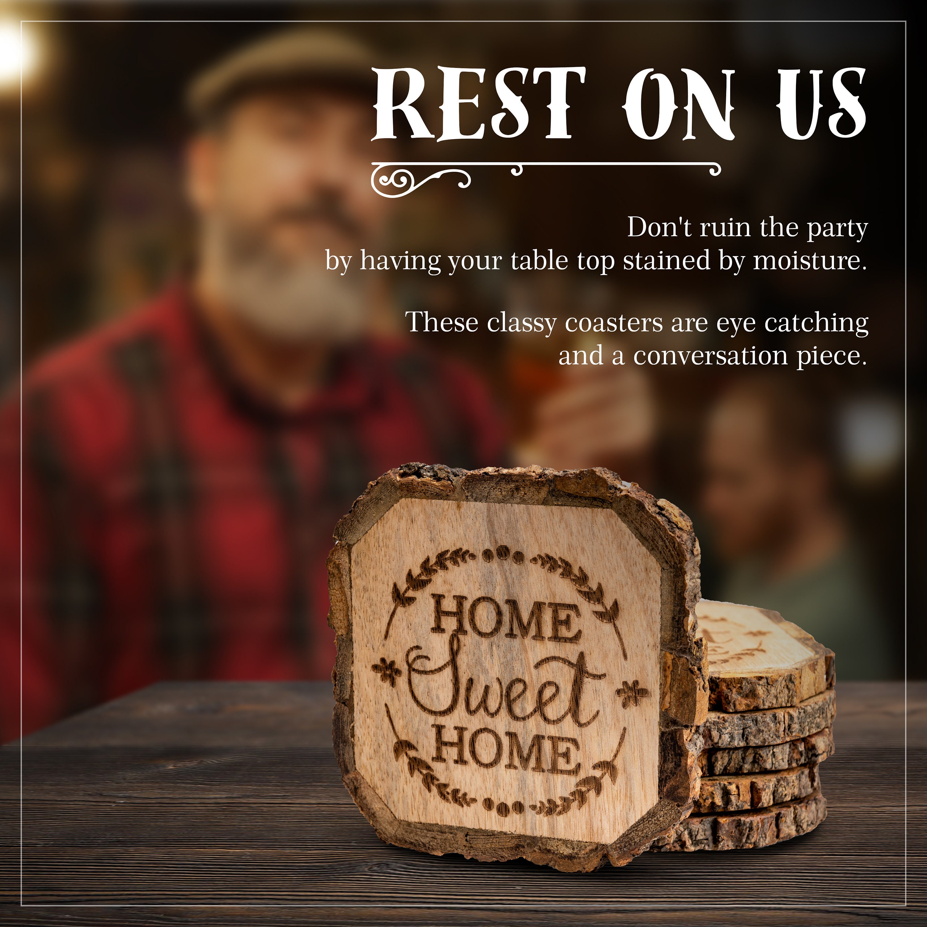 Rustic Farmhouse Coasters Wood Coasters Set of 6 | Etsy