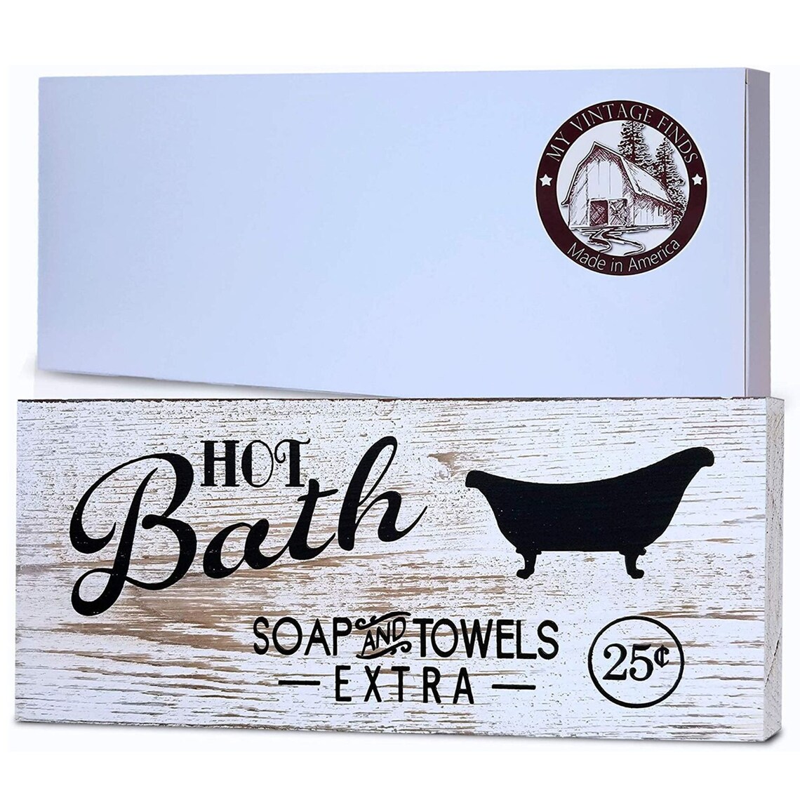 Rustic Farmhouse Bathroom Sign Hot Bath All Wood Screen | Etsy