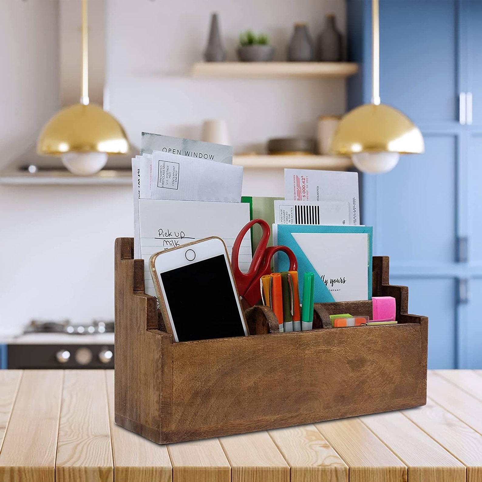 Mail Organizer Countertop Letter Holder for Desk Wooden Desk - Etsy