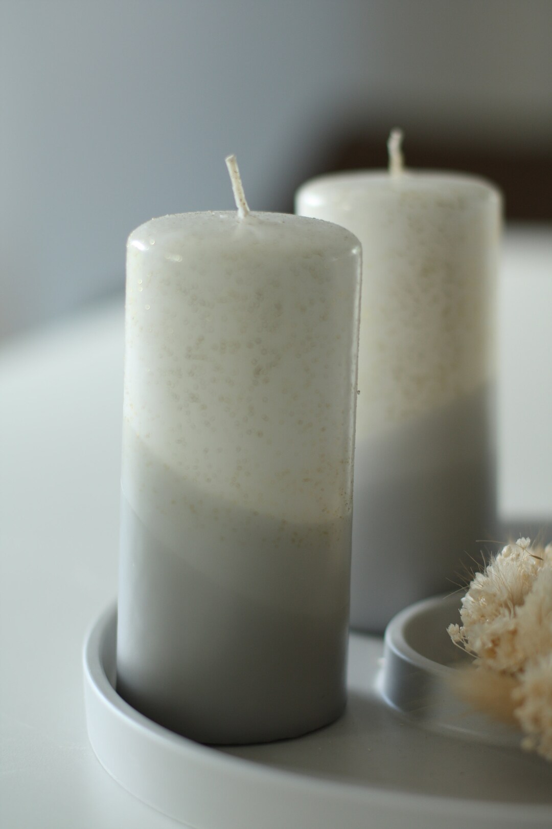 Dip Dye Block Candle / Pillar Candle / Glitter Grey / Advent Wreath ...