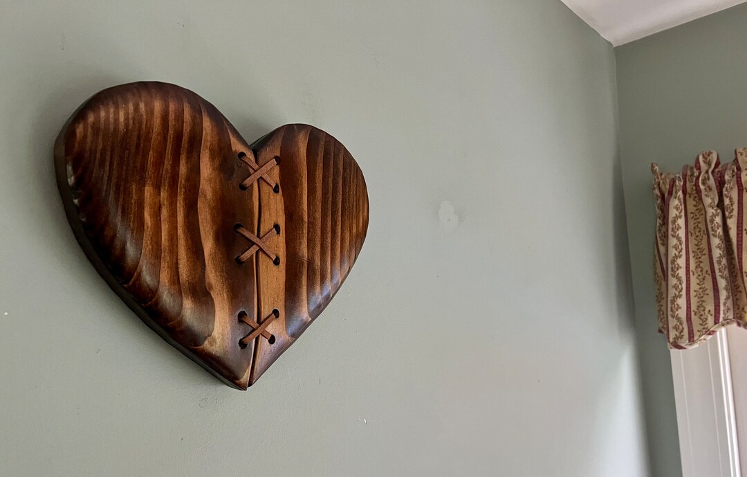 Wooden Broken Heart Mended With Sauce, Rustic Heart, Love Sign, Mended ...