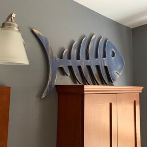 Wooden Fish Skeleton, Wooden Fish Sign,coastal Decor,beach House Decor ...