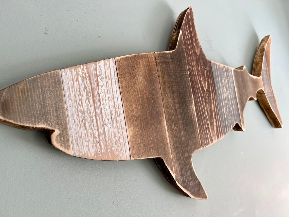 Wooden White Shark Sign Repurposed Wood Sign Great White - Etsy