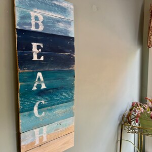 Rustic Wood Pallet Beach Ocean Sign, Reclaimed Wood, Beach Sign, Ocean ...