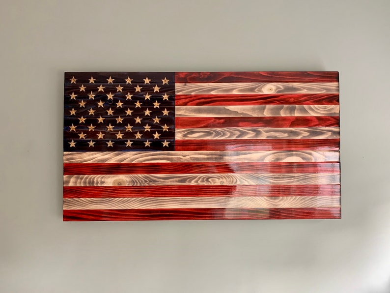 Red White and Blue Rustic American Flag, Wood Flag, Rustic Decor ...
