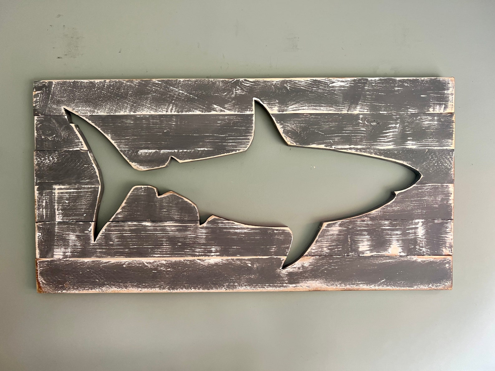 Great White Shark Wooden Pallet Sign, Great White Sign, Reclaimed ...