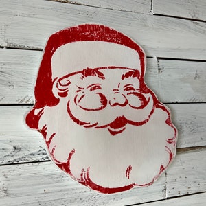 Vintage Wooden Santa Claus Face Sign, Retro Santa, 50’s Santa ...
