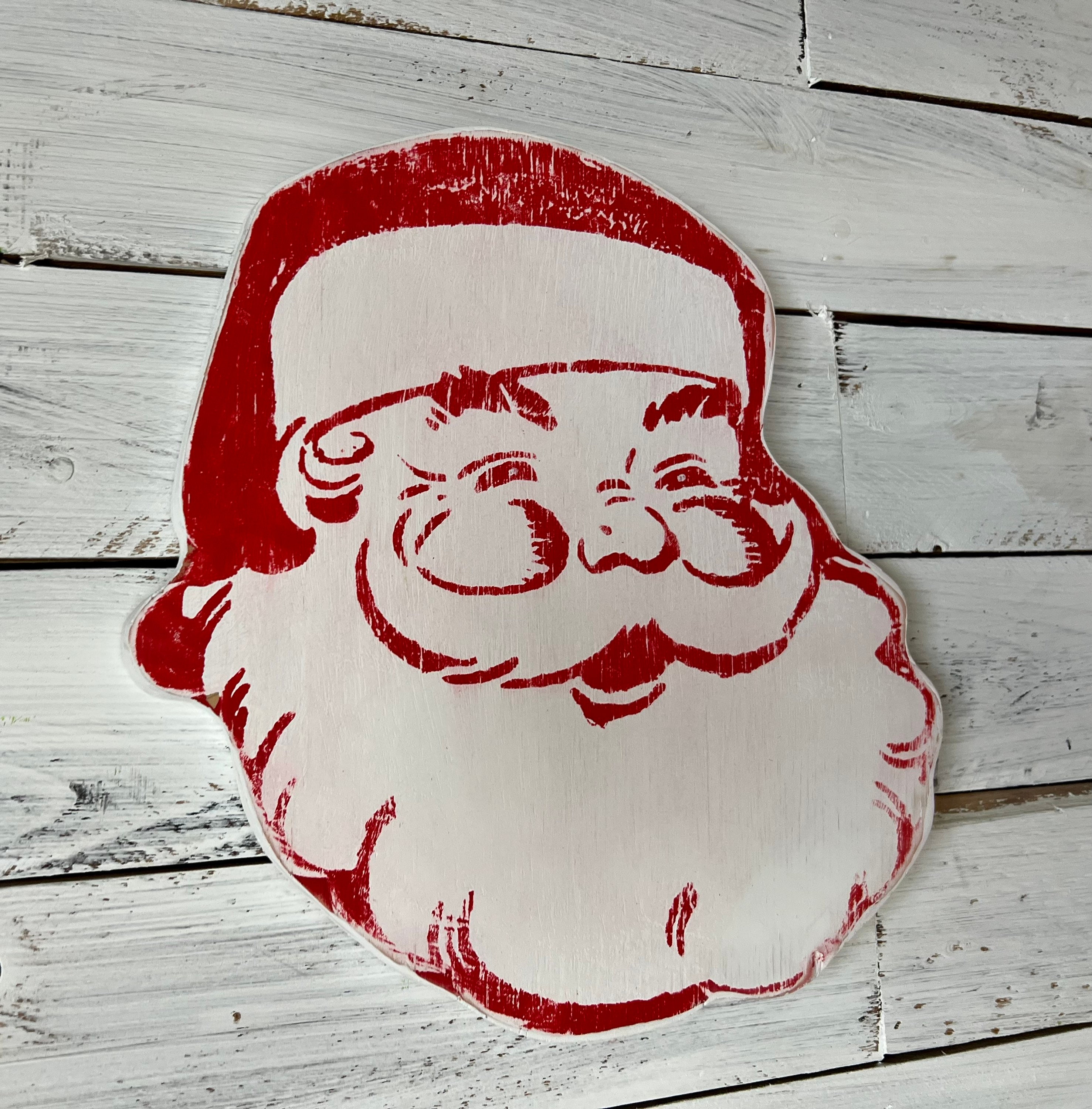 Vintage Wooden Santa Claus Face Sign, Retro Santa, 50’s Santa ...