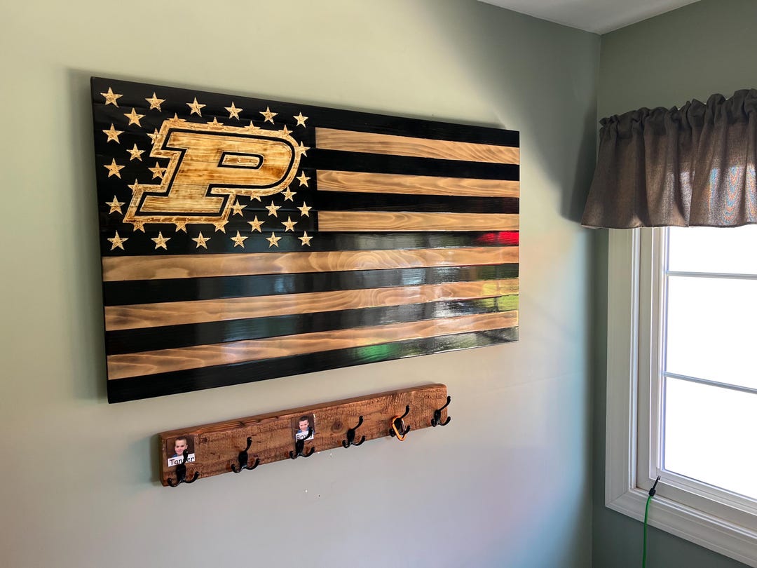 Purdue Boilermakers Wooden Flag, Purdue University Flag, Rustic ...