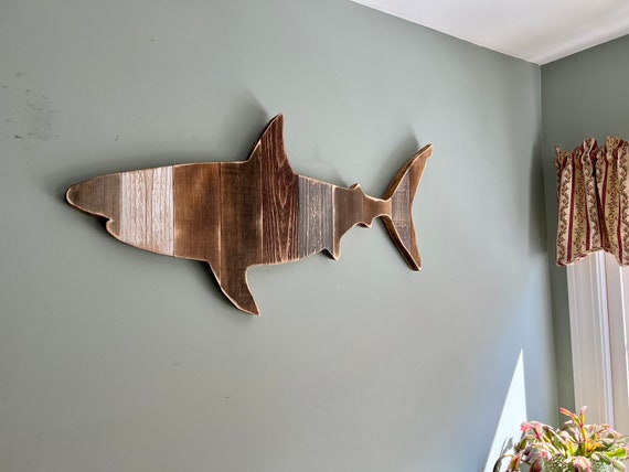 Wooden White Shark Sign Repurposed Wood Sign Great White - Etsy