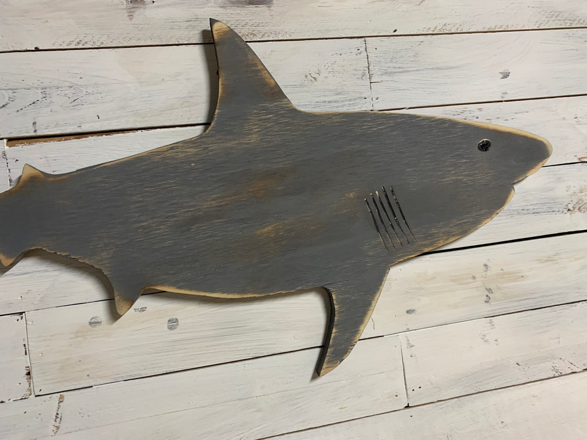 Wooden Great White Shark Sign White Shark Sign Jaws Art - Etsy