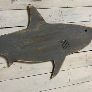 Wooden Great White Shark Sign, White Shark Sign, Jaws Art, Coastal ...