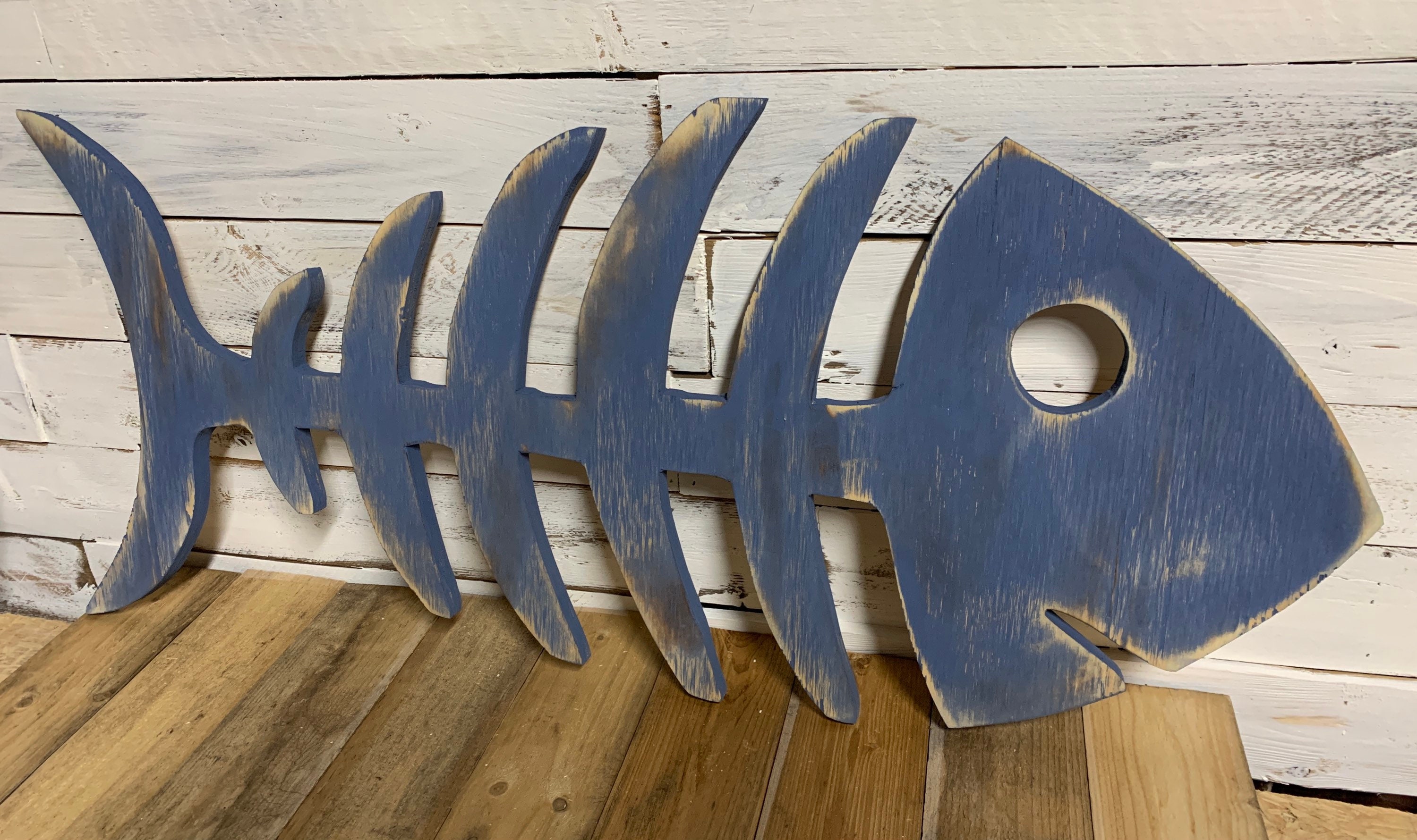 Wooden Fish Skeleton Wooden Fish Signcoastal Decorbeach - Etsy