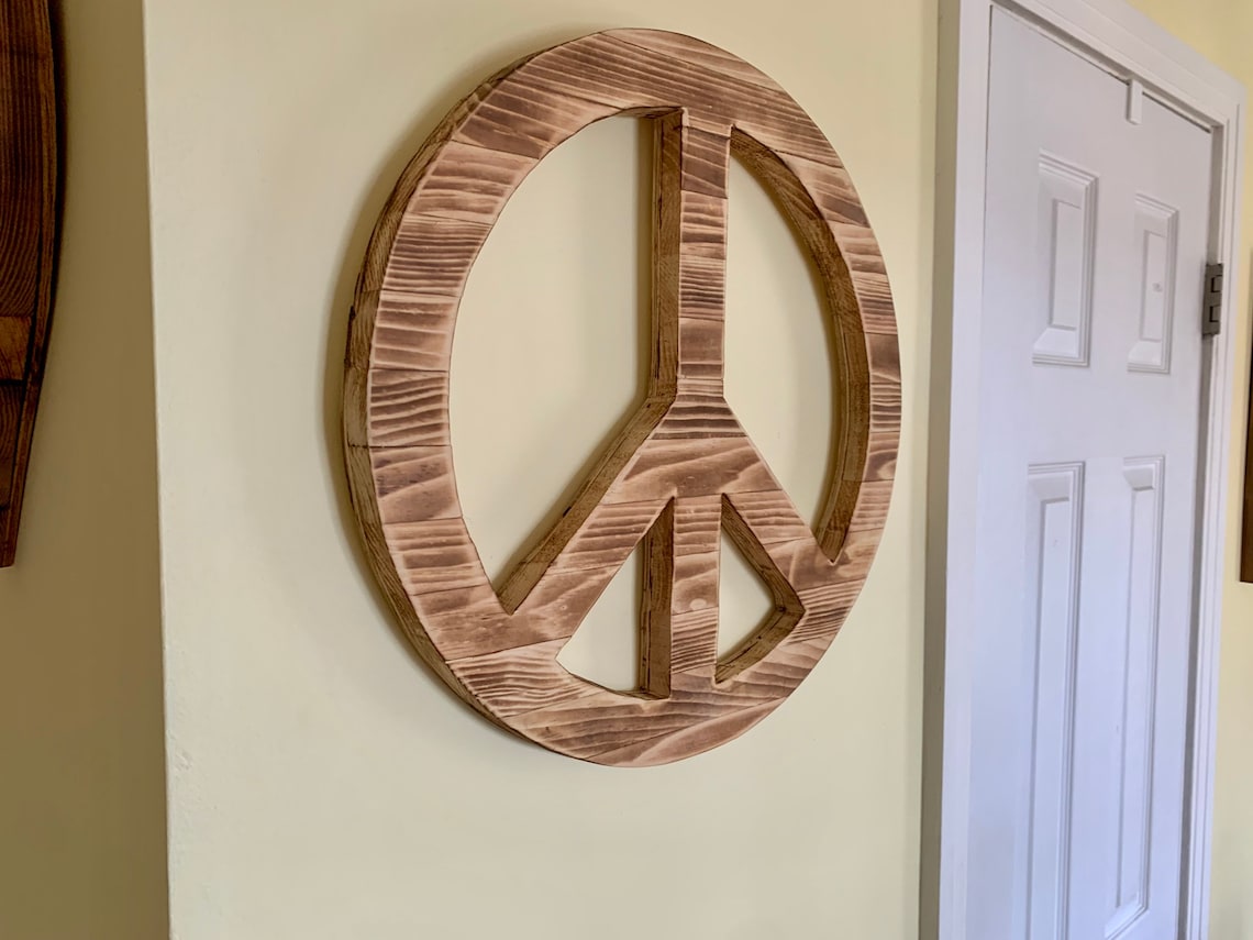 Wooden Repurposed Peace Sign, Wood Sign, Hand Made, Rustic Peace Sign ...