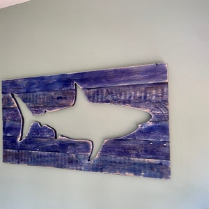 White Shark reclaimed pallet wood sign wood shark sign shark | Etsy