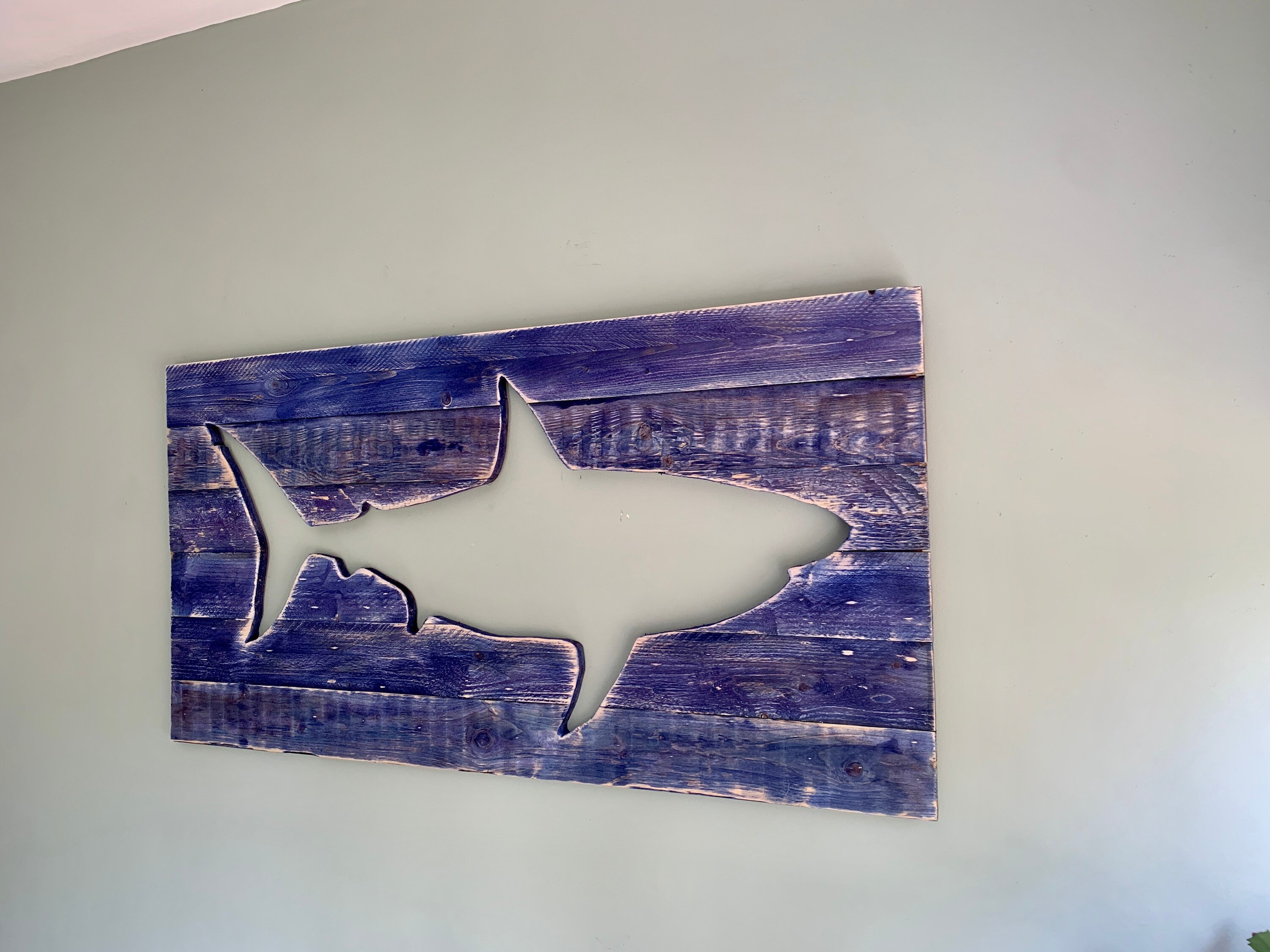 White Shark reclaimed pallet wood sign wood shark sign shark | Etsy