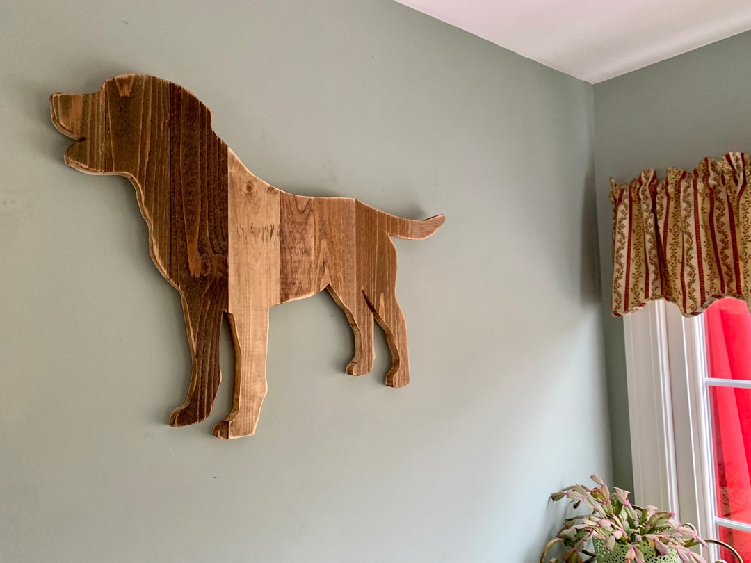 Chocolate Labrador Retriever Dog Silhouette, Repurposed Wood in ...