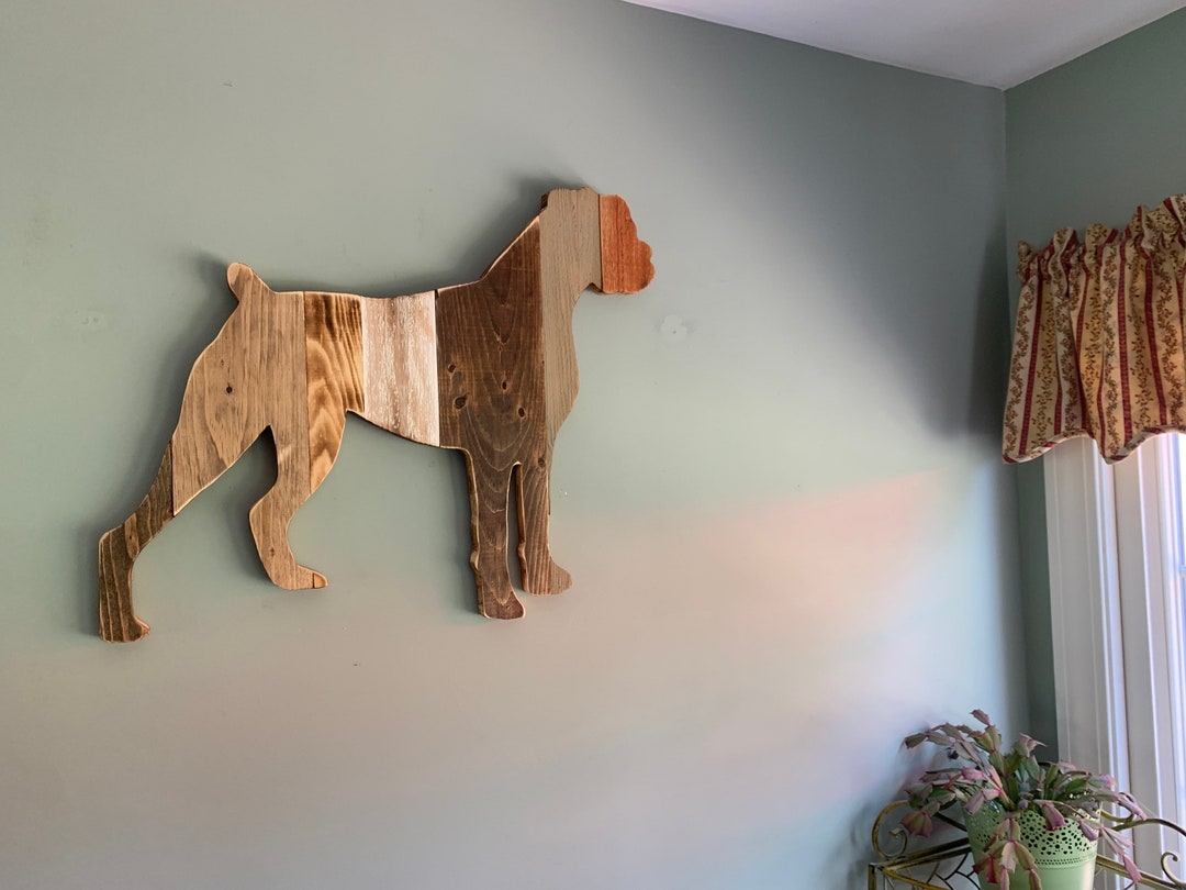 Boxer Dog Silhouette, Wood Boxer Dog, Barn Wood, Reclaimed Wood, Dog ...