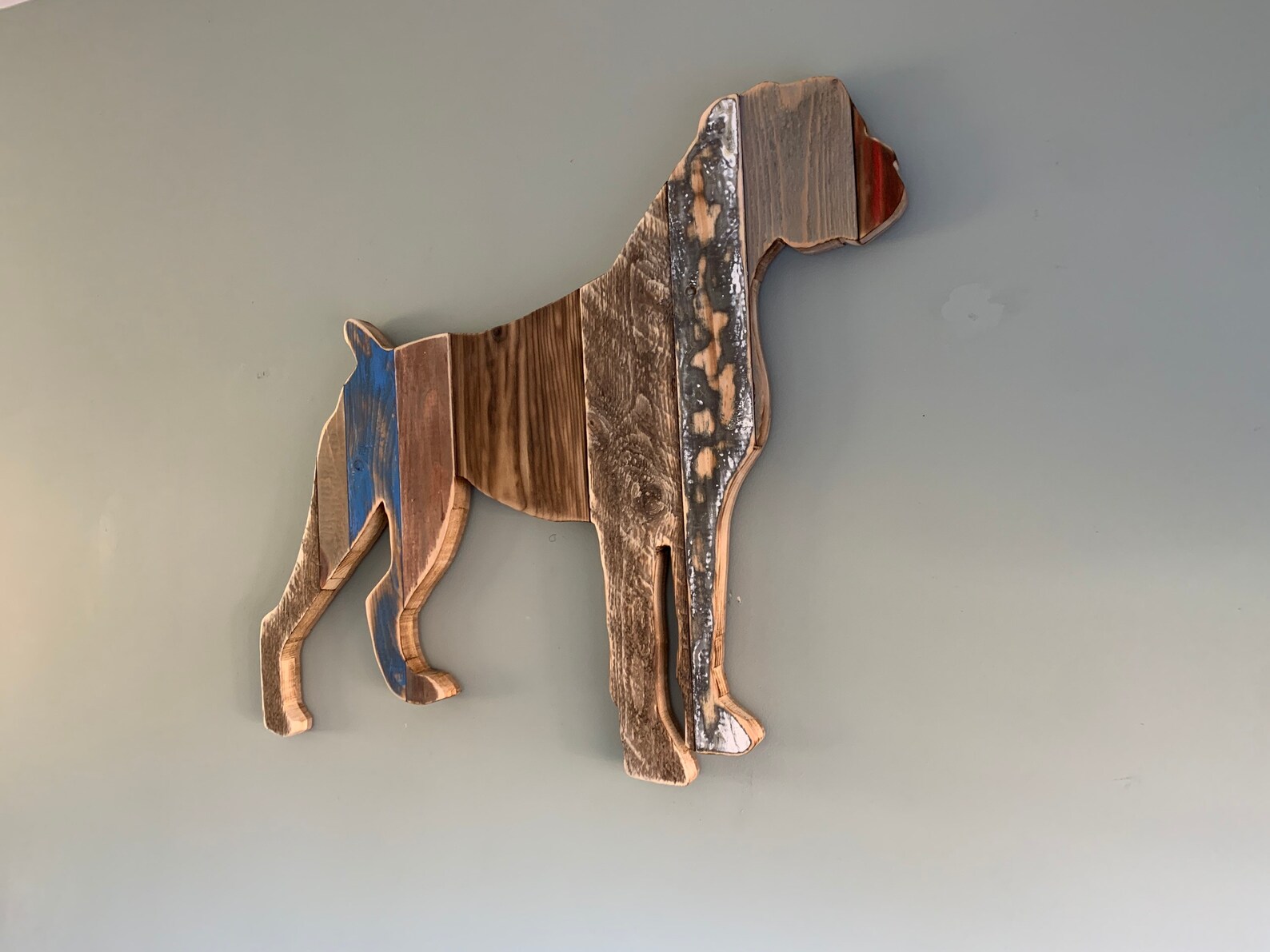 Boxer dog silhouette wood boxer dog barn wood reclaimed | Etsy