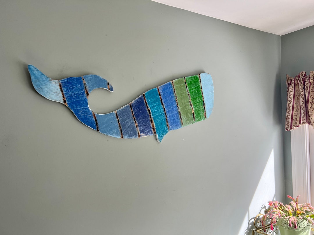 Rustic Hand Painted Wooden Whale Sign Whale Art Sperm Whale - Etsy