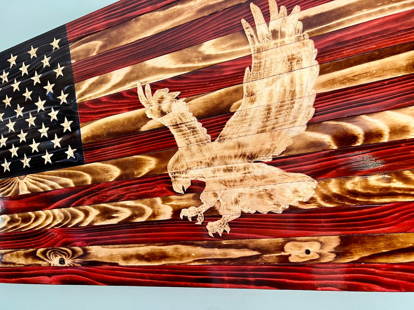 Rustic Wood Flag, Burned Wood Flag, Eagle Wood Flag, Burned Art Work ...