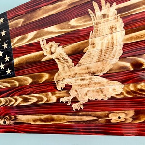 Rustic Wood Flag, Burned Wood Flag, Eagle Wood Flag, Burned Art Work ...