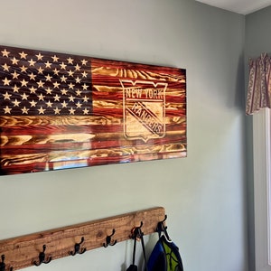 New York Rangers, American Wooden Flag, Rangers Hockey, Rustic Flag ...