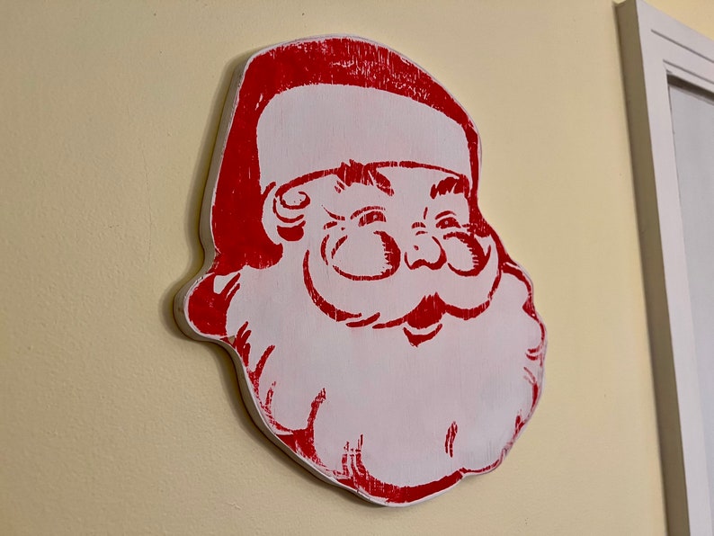Vintage Wooden Santa Claus Face Sign, Retro Santa, 50’s Santa ...