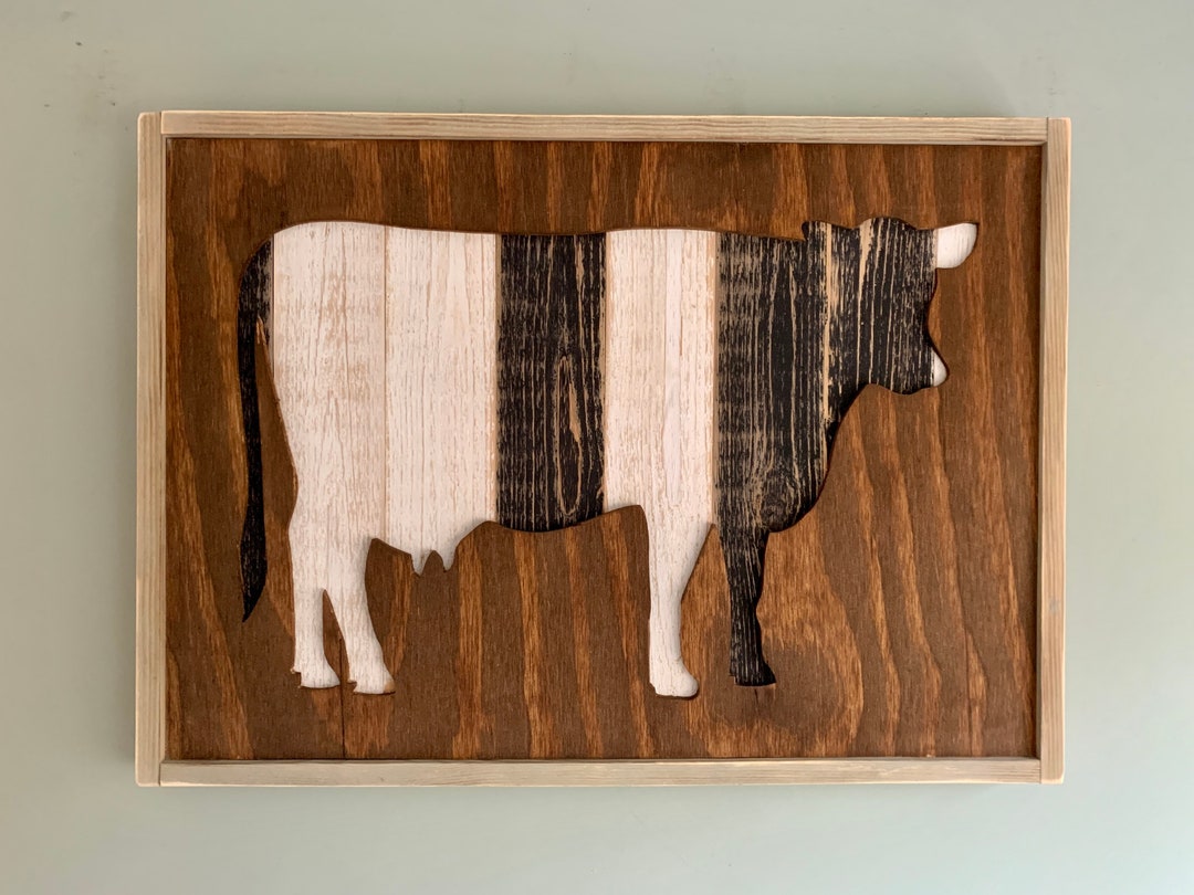 Rustic Cow Sign,hand Made Out of Repurposed and Reclaimed Wood, Cow ...
