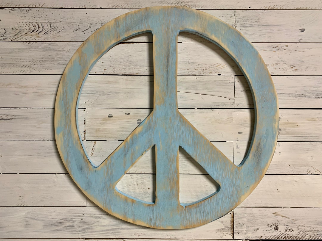 Wood Big Peace Sign, Peace Sign, Wood Sign, Distressed Peace Sign, Gift ...
