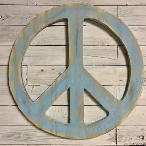 Wood Big Peace Sign, Peace Sign, Wood Sign, Distressed Peace Sign, Gift ...