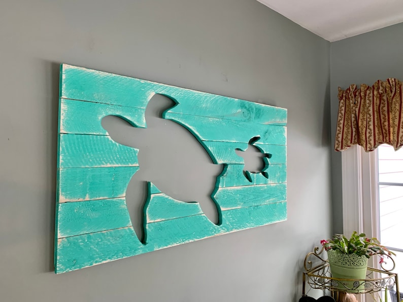Sea Turtle Silhouette on Reclaimed Pallet Wood Green Turtles - Etsy