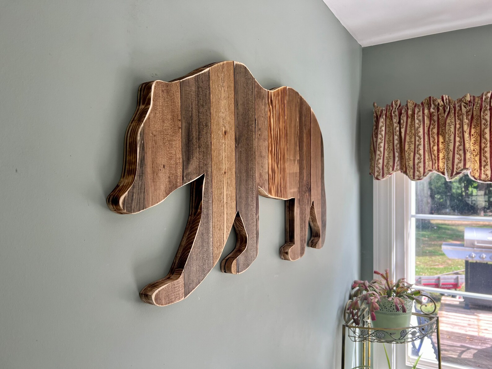 Rustic Wooden Bear Silhouette Out of Repurposed Wood, Brown Bear Sign ...