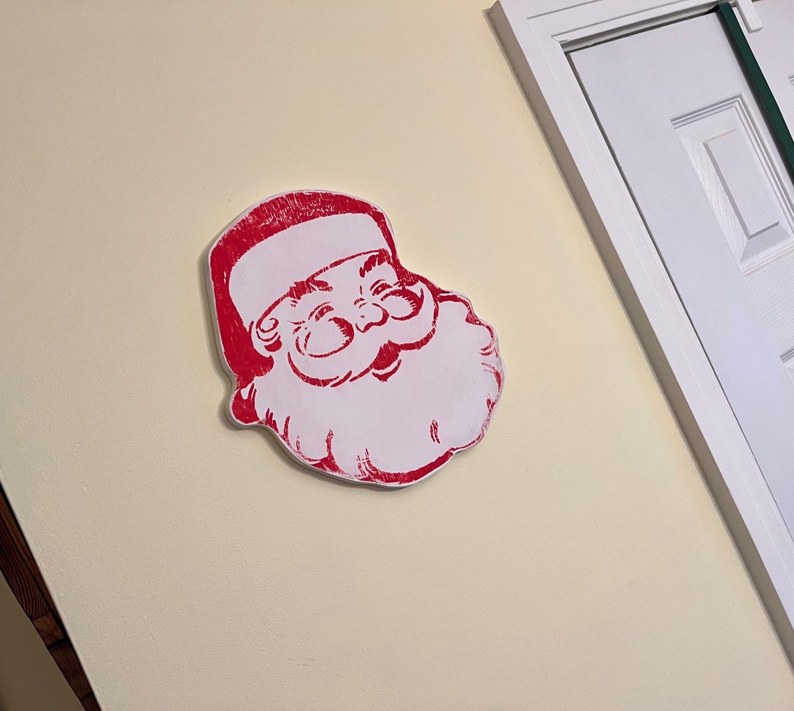 Vintage Wooden Santa Claus Face Sign Retro Santa 50s Santa - Etsy