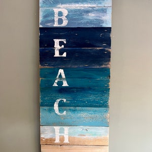 Rustic Wood Pallet Beach Ocean Sign, Reclaimed Wood, Beach Sign, Ocean ...