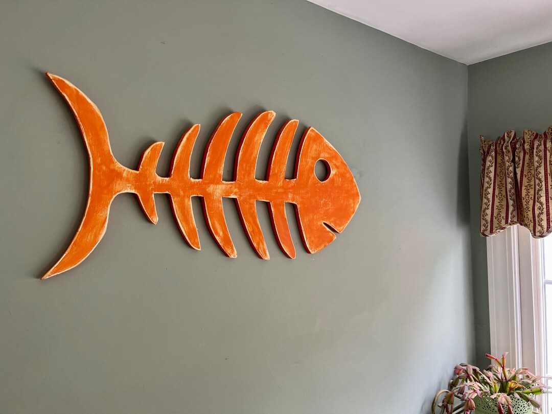 Wooden Fish Skeleton Sign,fish Bones Sign,fishing Gift,kids Room,child ...