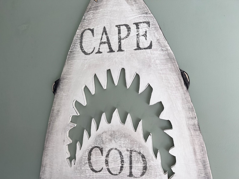Great White Shark Signcape Cod Jaws Sign Shark Bite Wooden - Etsy