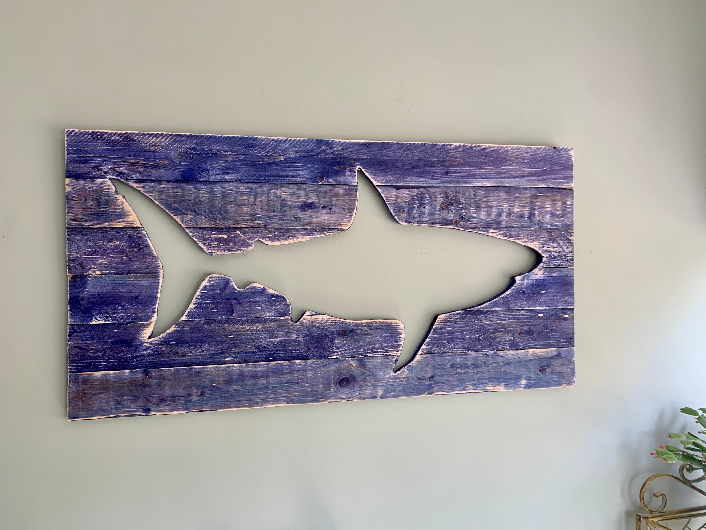 White Shark reclaimed pallet wood sign wood shark sign shark | Etsy