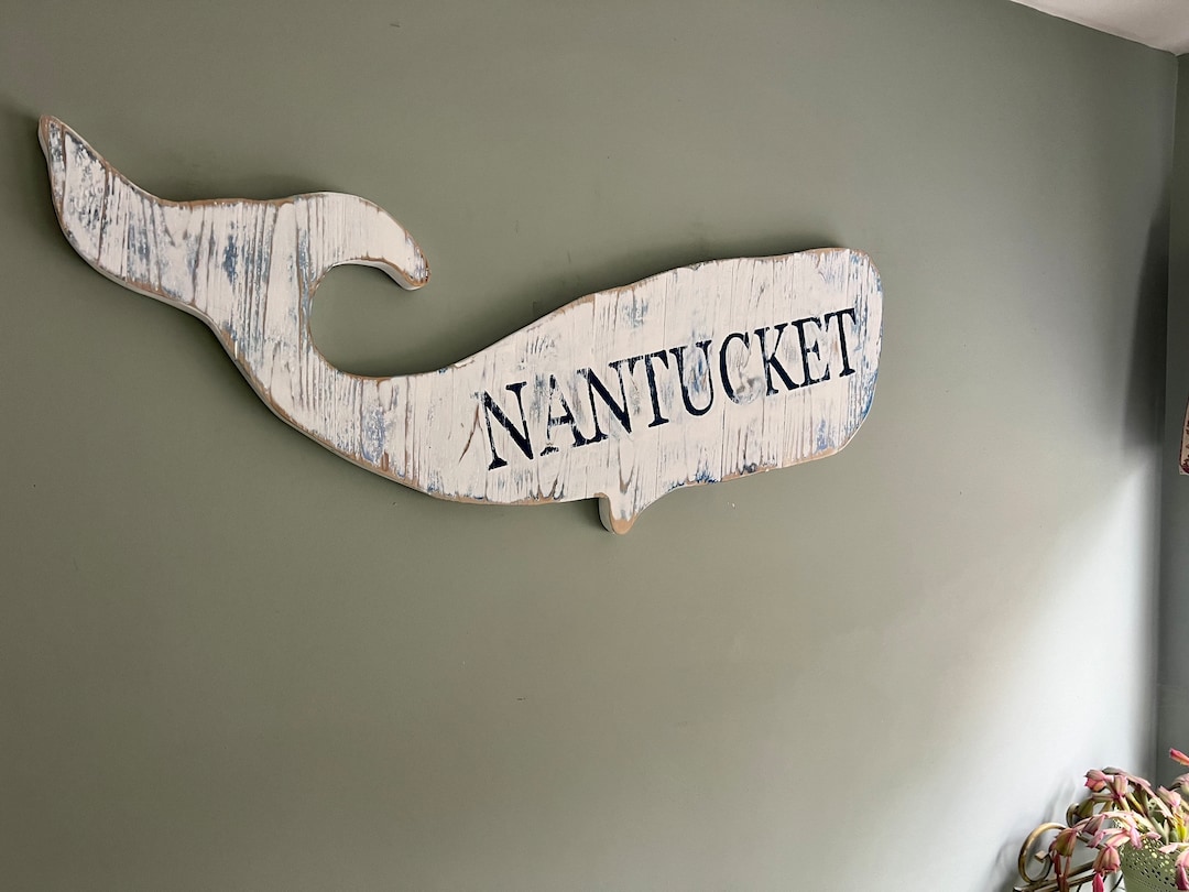 Nantucket Wooden Whale Sign, Whale Sign, Nantucket Art, Wood Sign ...