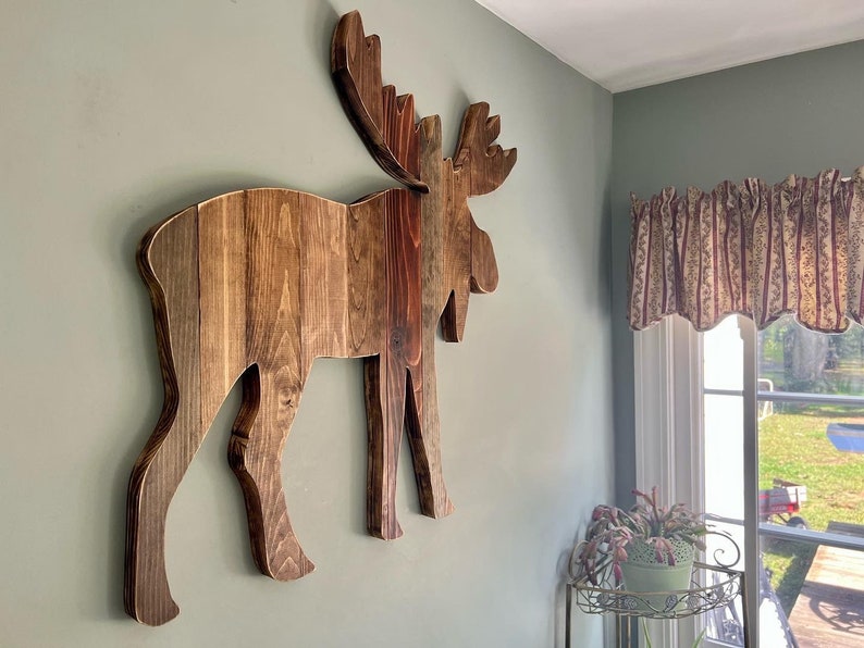 Rustic Wooden Moose Sign, Repurposed Wood Moose, Moose Wood Sign, Gift ...
