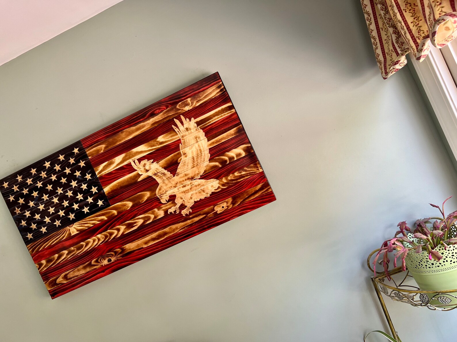 Rustic Wood Flag, Burned Wood Flag, Eagle Wood Flag, Burned Art Work ...