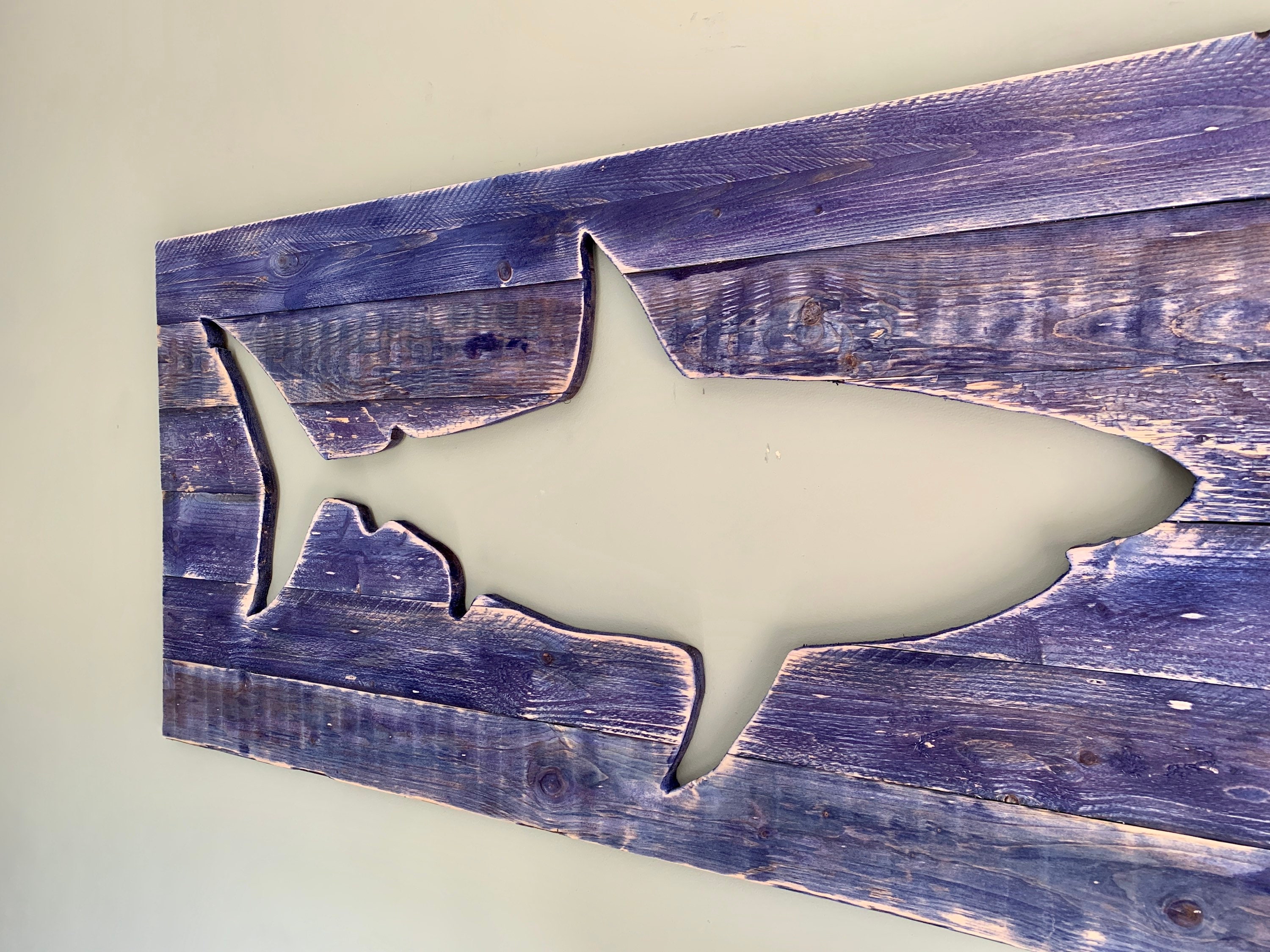 White Shark reclaimed pallet wood sign wood shark sign shark | Etsy