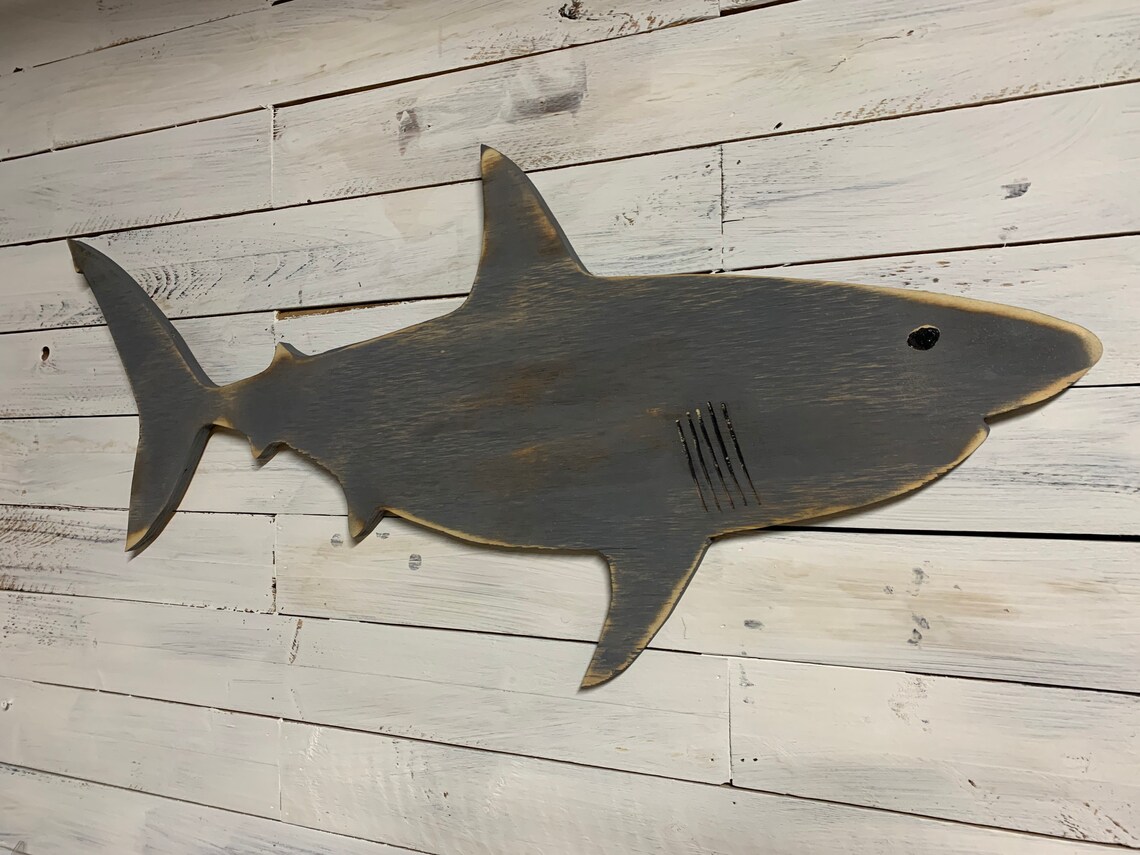 Wooden Great White Shark Sign White Shark Sign Jaws Art - Etsy