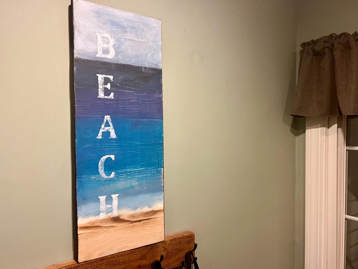 Rustic Wood Pallet Beach Ocean Sign, Reclaimed Wood, Beach Sign, Ocean ...