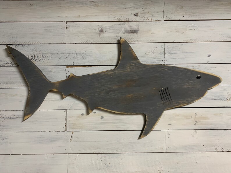 Wooden Great White Shark Sign White Shark Sign Jaws Art - Etsy