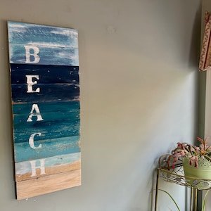 Rustic Wood Pallet Beach Ocean Sign, Reclaimed Wood, Beach Sign, Ocean ...