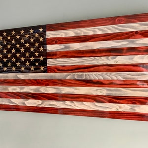Red White and Blue Rustic American Flag, Wood Flag, Rustic Decor ...