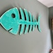 Rustic Fish Skeleton, Fish Bones, Wooden Sign, Sea Decor, Fish Art ...