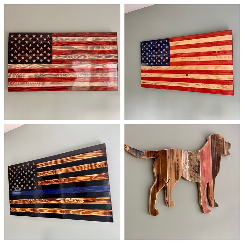 Red White and Blue Rustic American Flag Wood Flag Rustic - Etsy